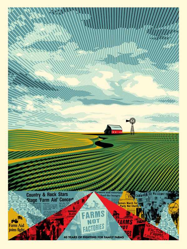 "Farms Not Factories" Digital Print from Shepard Fairey - Farm Aid